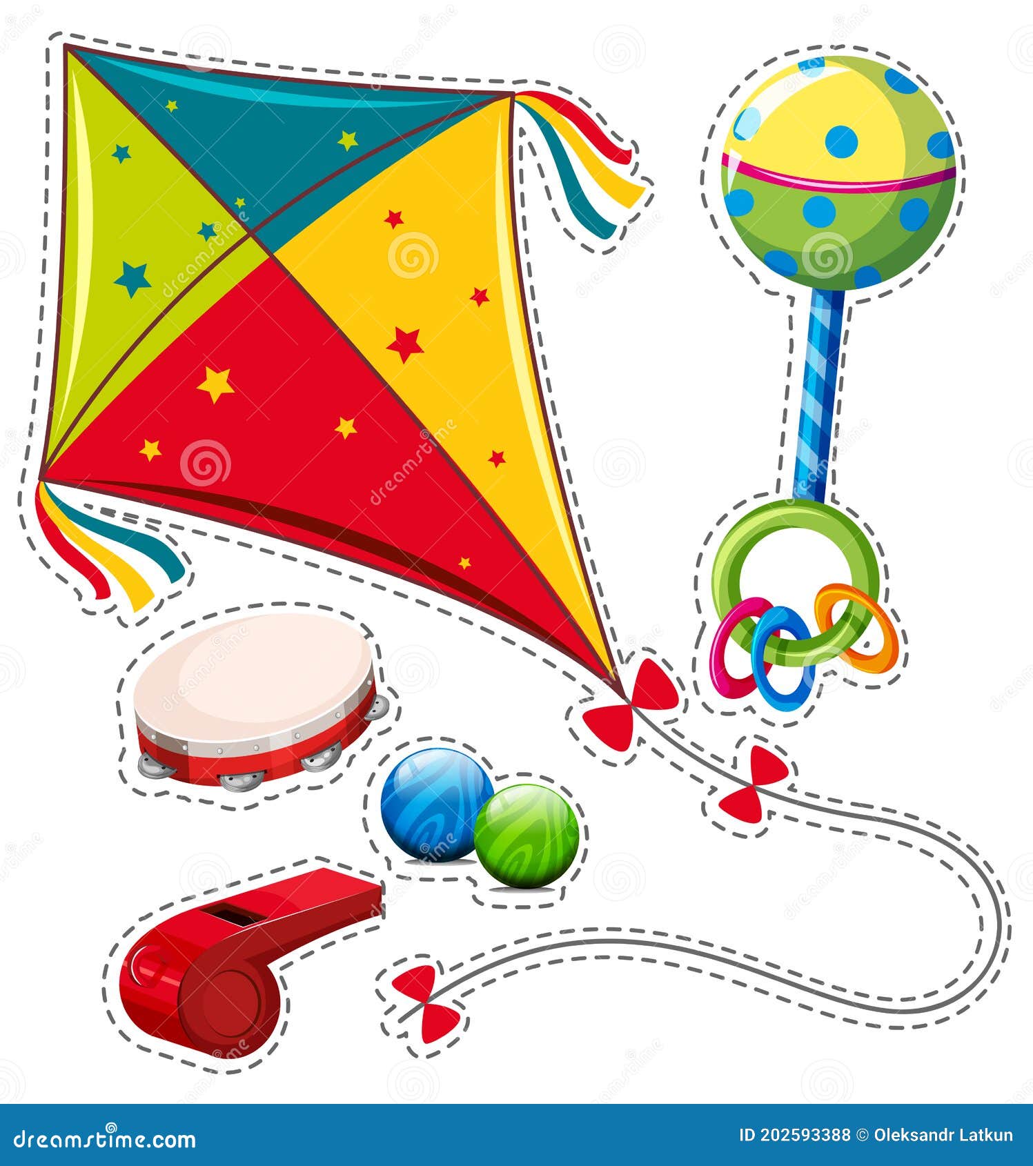 Different types of toys stock vector. Illustration of clip - 202593388