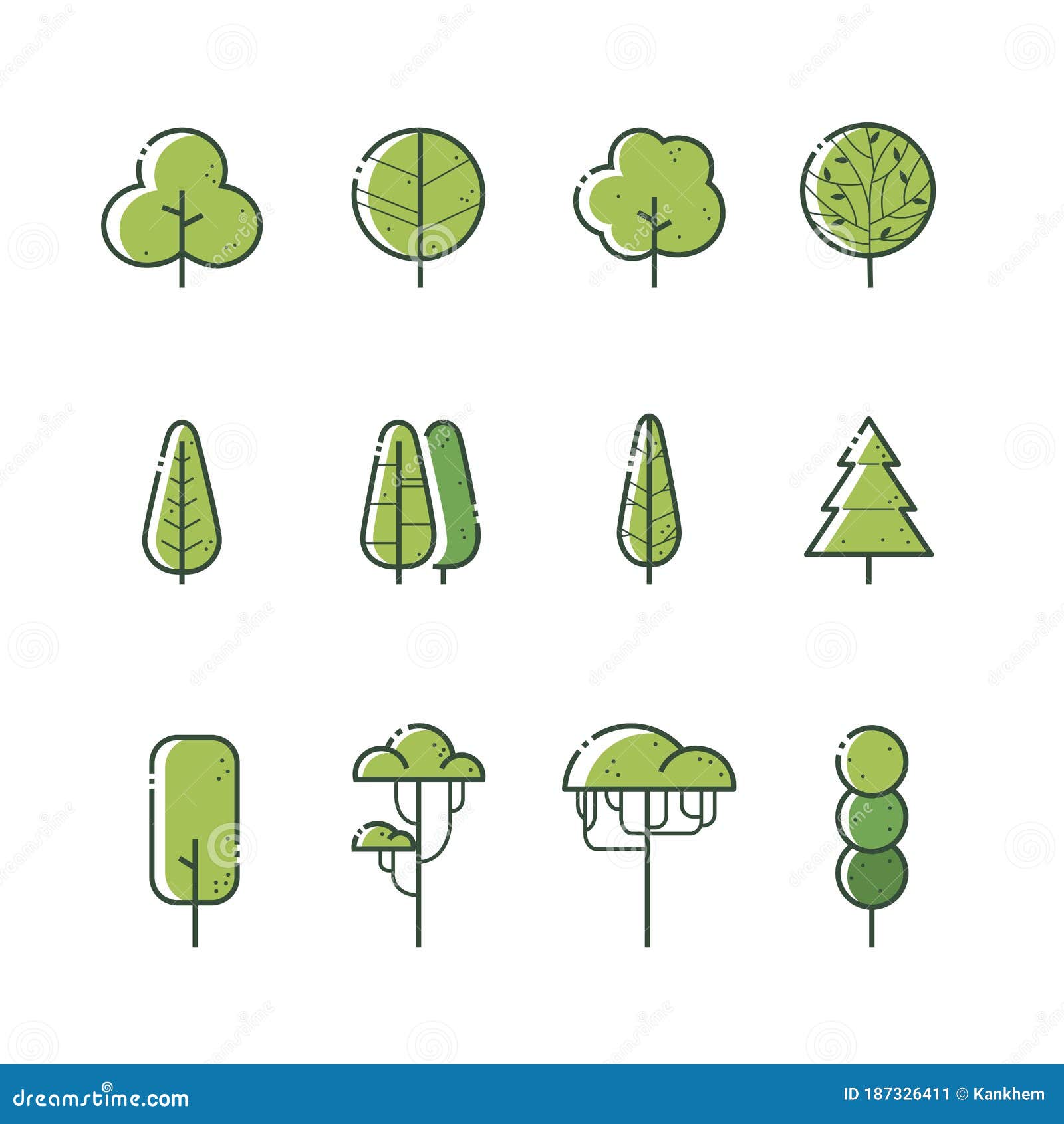Different Types of Tree Icon Set Stock Vector - Illustration of minimal ... Different Types of Tree Icon Set Stock Vector - Illustration of minimal ...