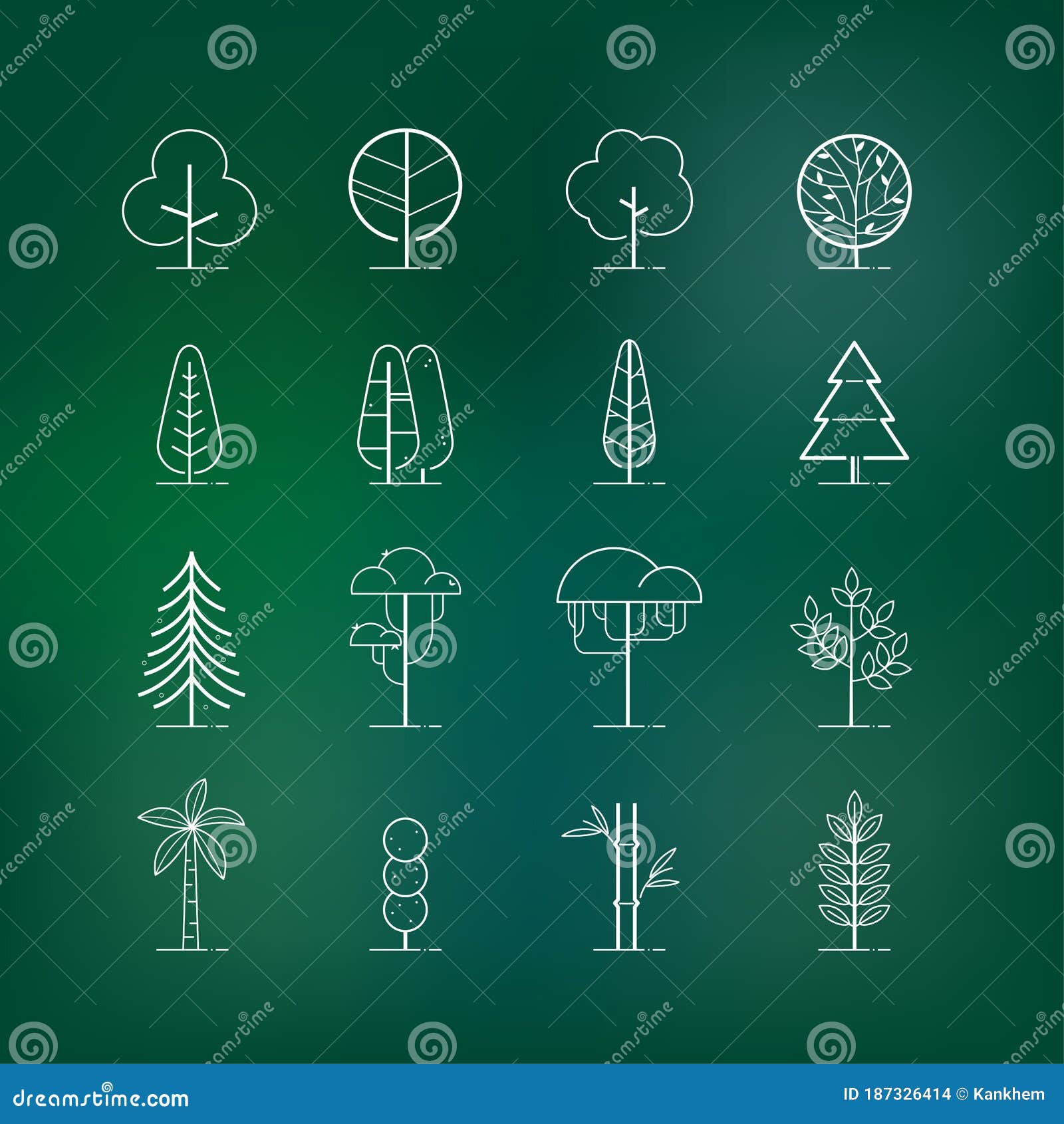 Different Types of Tree Outline Icon Set Stock Vector - Illustration of ... Different Types of Tree Outline Icon Set Stock Vector - Illustration of ...
