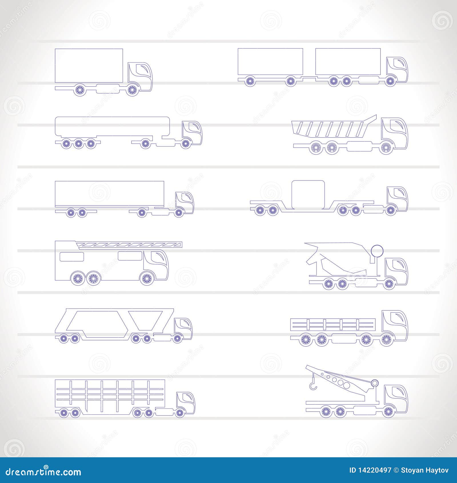 Different Types of Trucks and Lorries Icons Stock Vector - Illustration ...