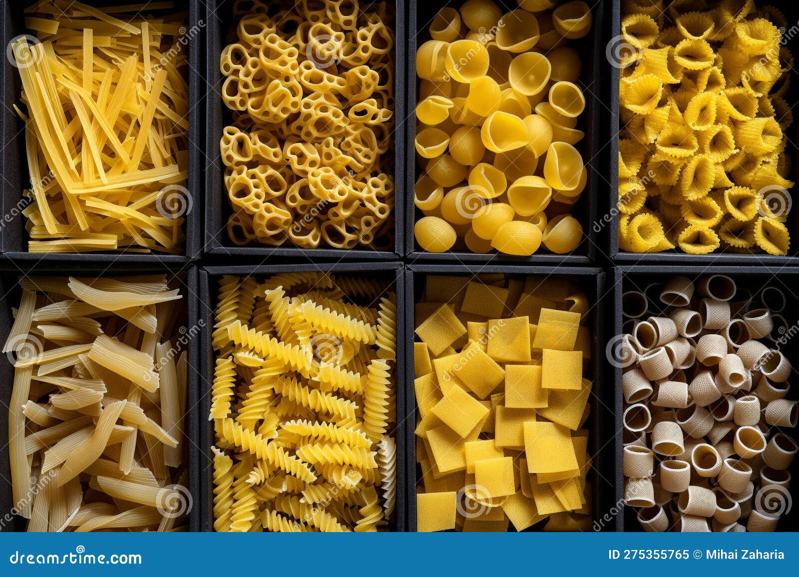 Different Types of Uncooked Pasta Arranged in Boxes. Conceptual ...