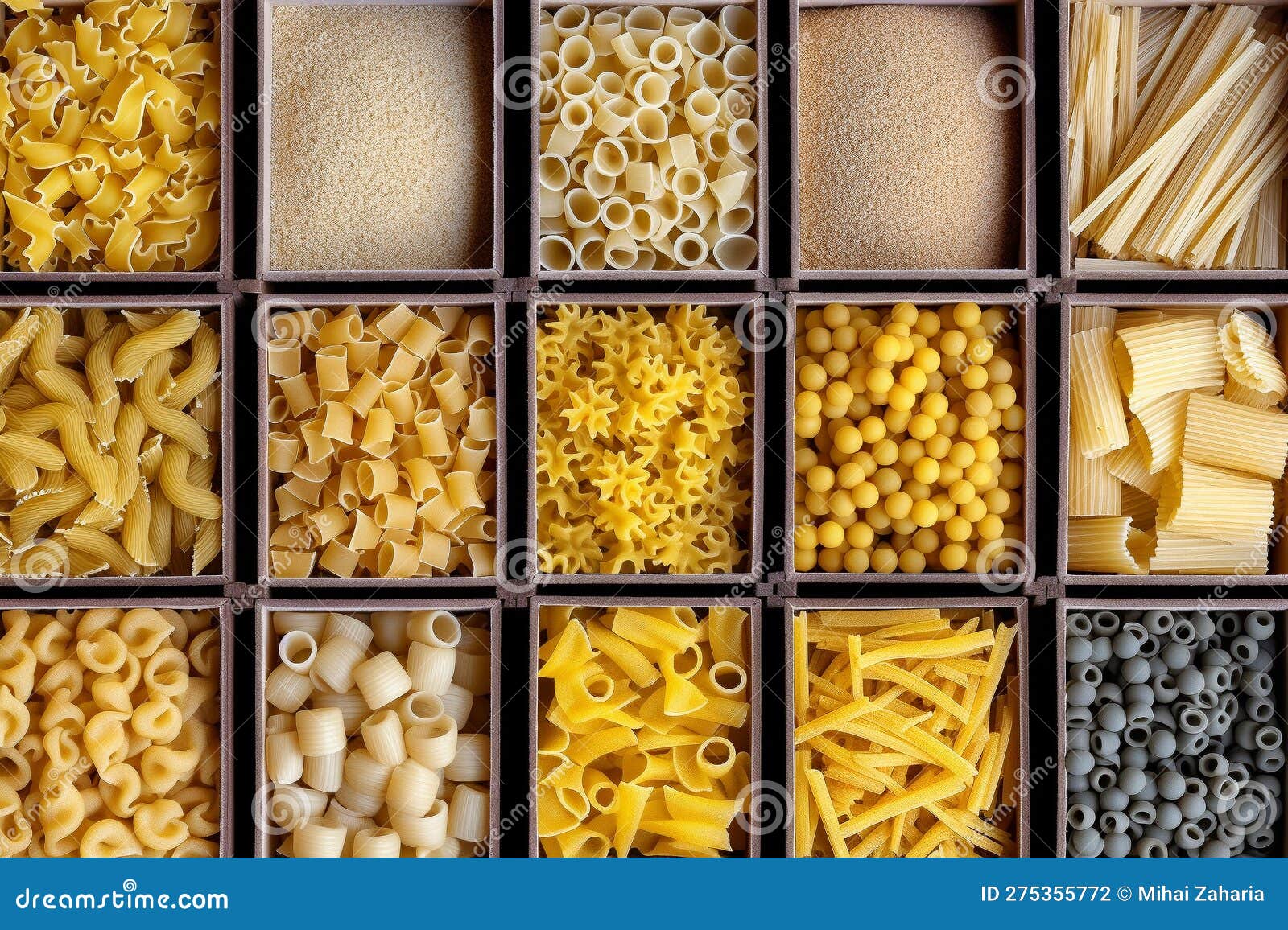 Different Types of Uncooked Pasta Arranged in Boxes. Conceptual ...
