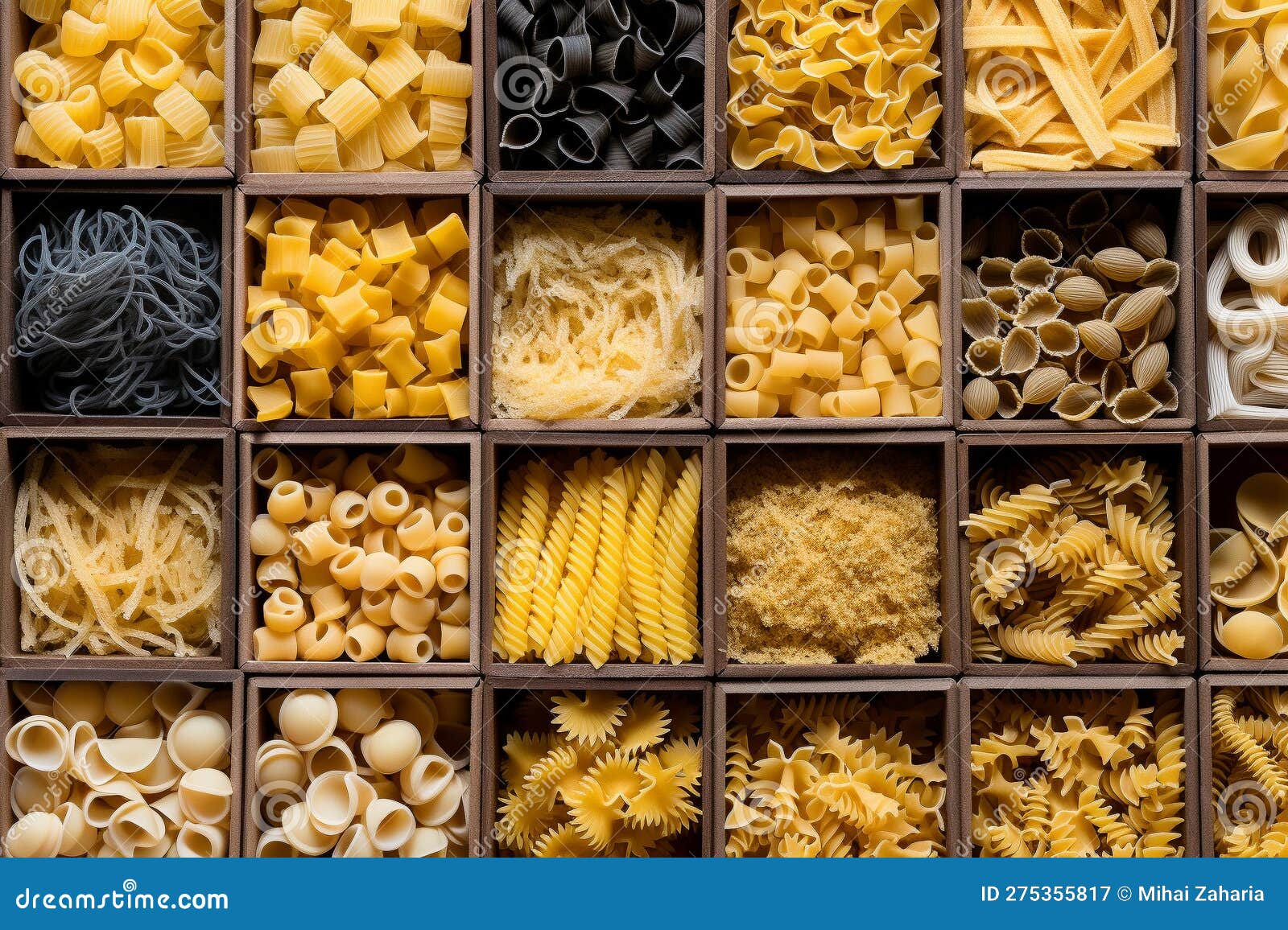 Different Types of Uncooked Pasta Arranged in Boxes. Conceptual ...