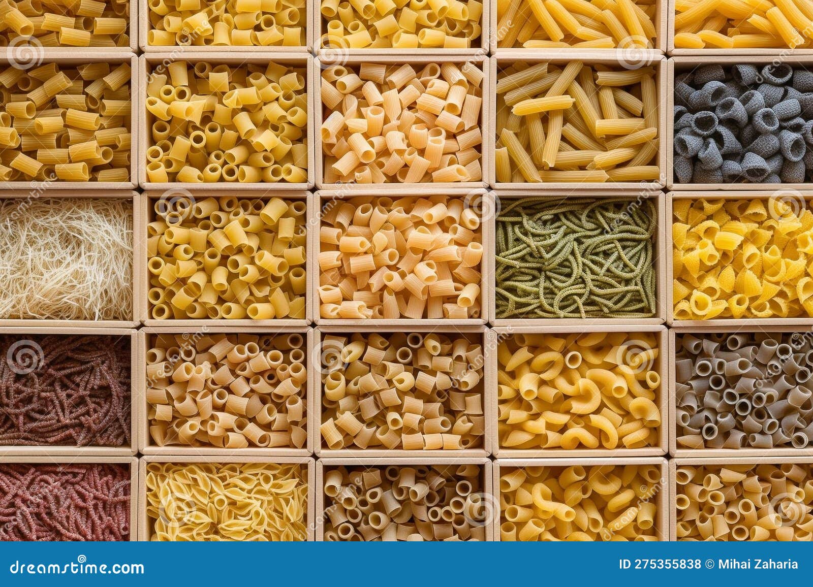 Different Types of Uncooked Pasta Arranged in Boxes. Conceptual ...