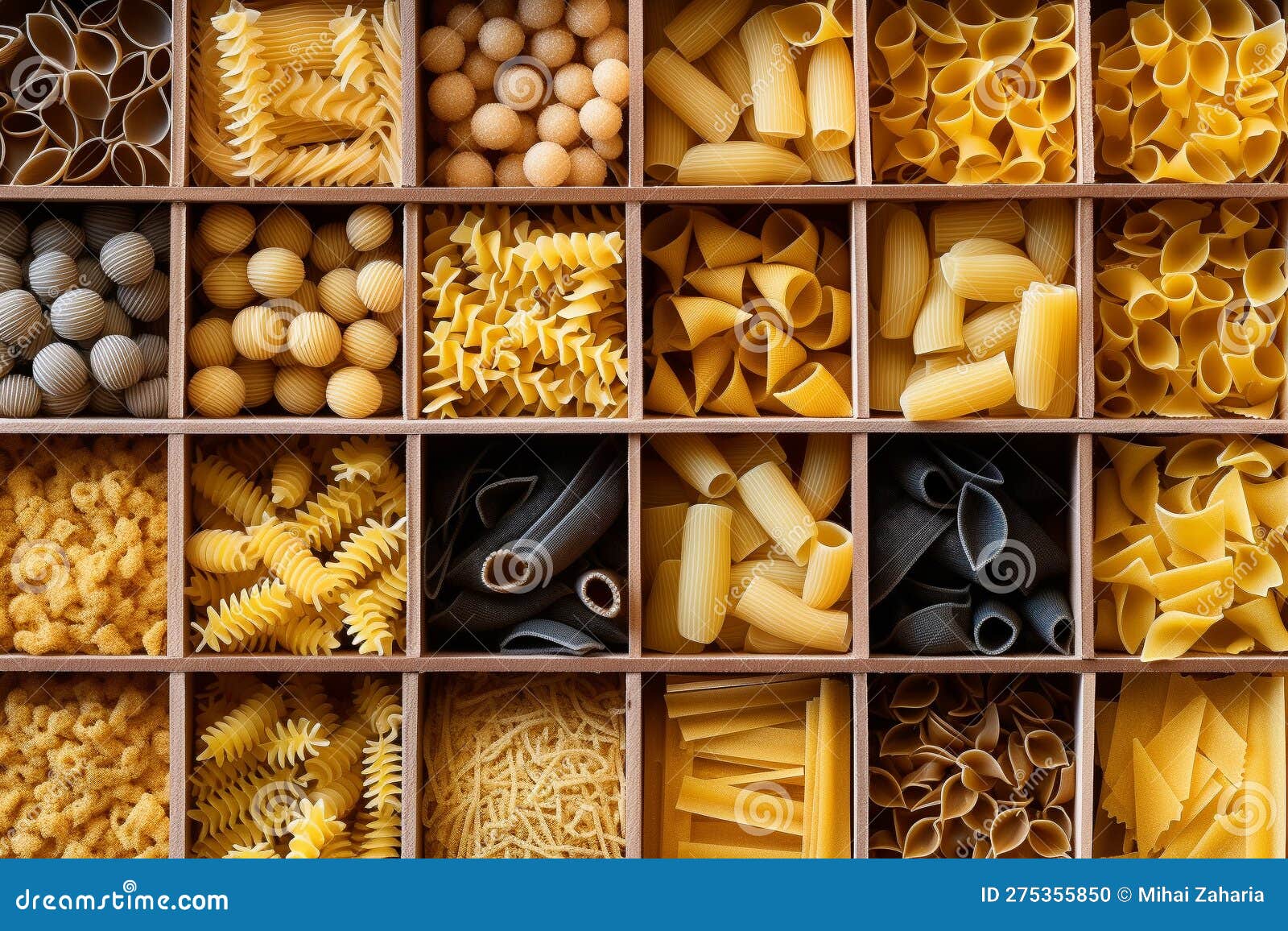 Different Types of Uncooked Pasta Arranged in Boxes. Conceptual ...