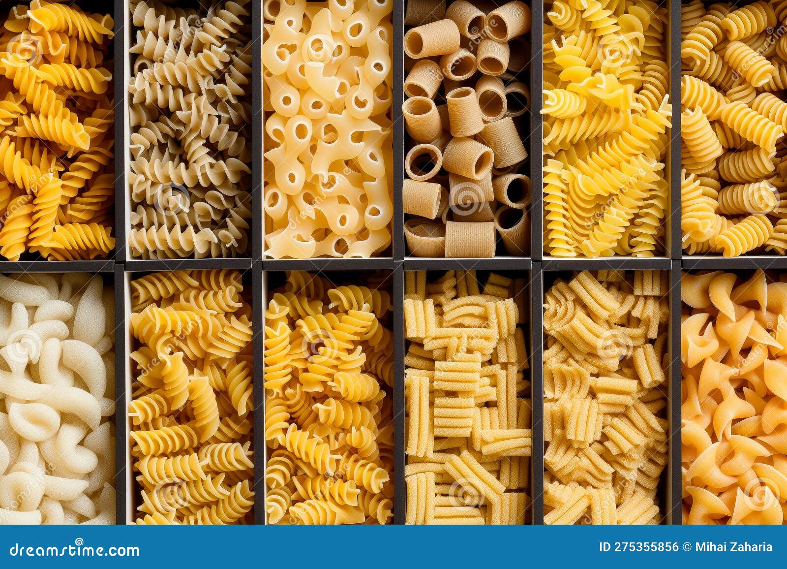 Different Types of Uncooked Pasta Arranged in Boxes. Conceptual ...