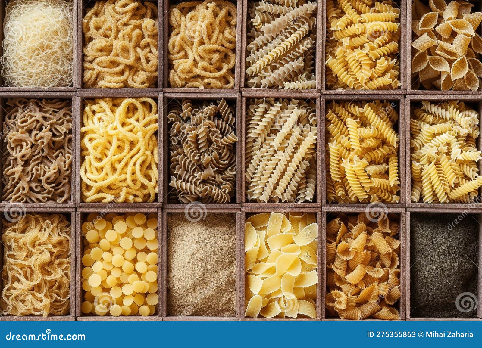 Different Types of Uncooked Pasta Arranged in Boxes. Conceptual ...