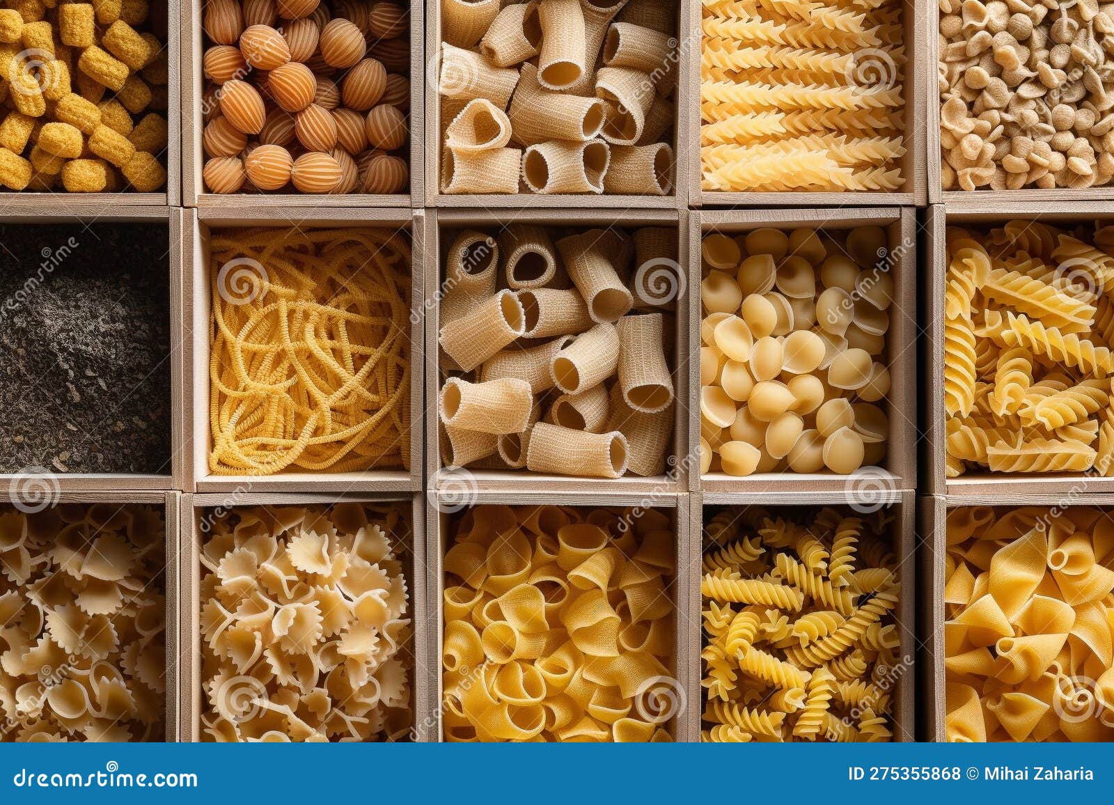 Different Types of Uncooked Pasta Arranged in Boxes. Conceptual ...