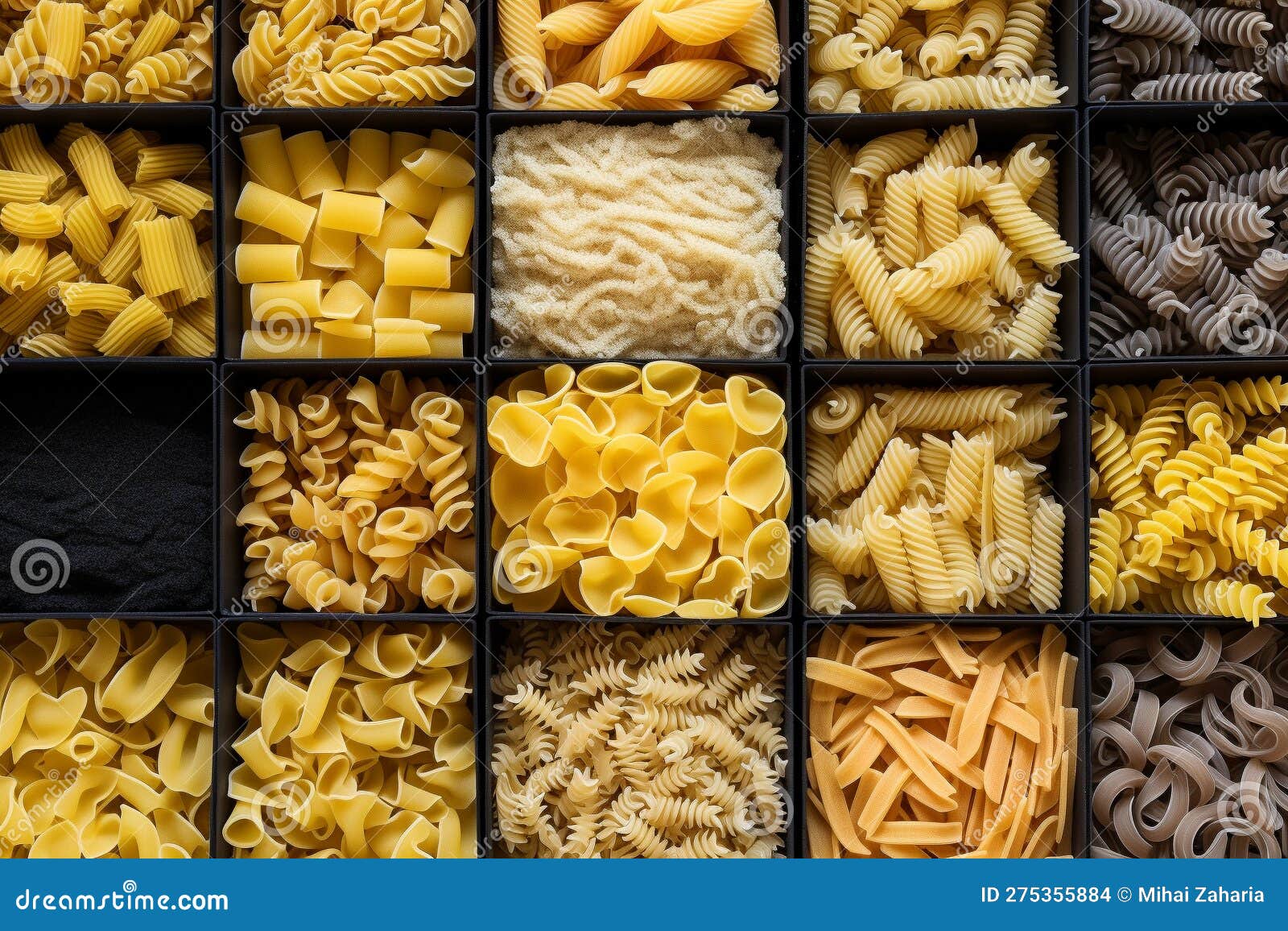 Different Types of Uncooked Pasta Arranged in Boxes. Conceptual ...