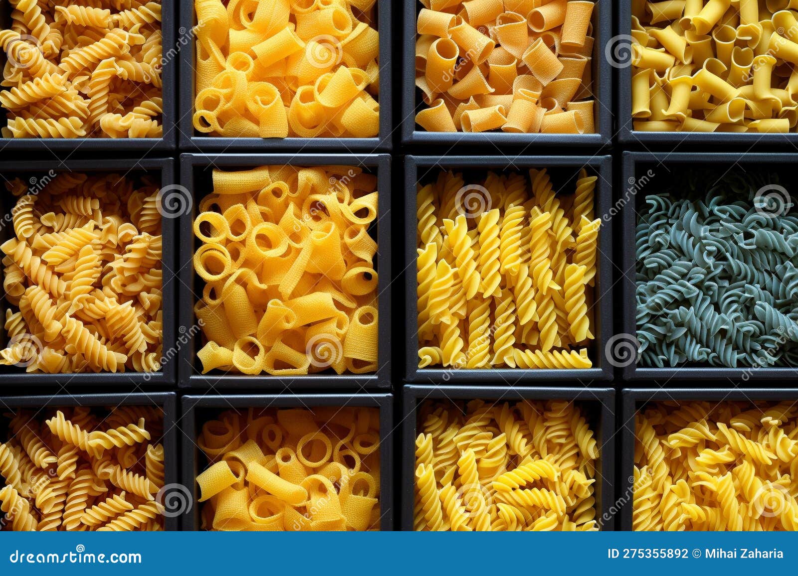 Different Types of Uncooked Pasta Arranged in Boxes. Conceptual ...