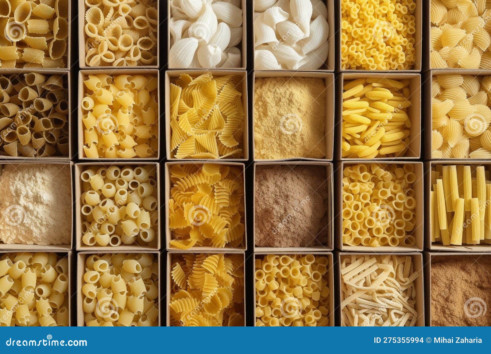 Different Types of Uncooked Pasta Arranged in Boxes. Conceptual ...