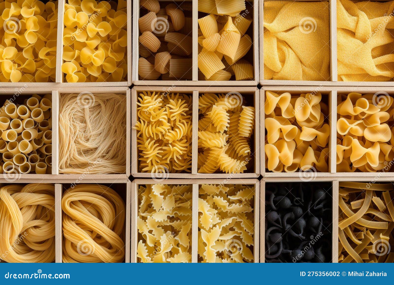 Different Types of Uncooked Pasta Arranged in Boxes. Conceptual ...