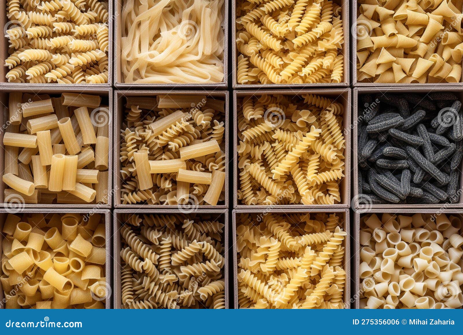 Different Types of Uncooked Pasta Arranged in Boxes. Conceptual ...