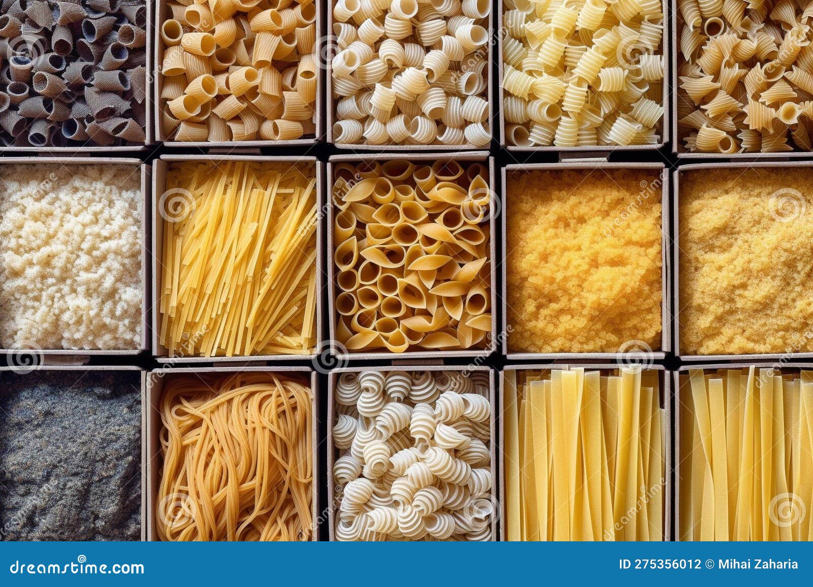 Different Types of Uncooked Pasta Arranged in Boxes. Conceptual ...
