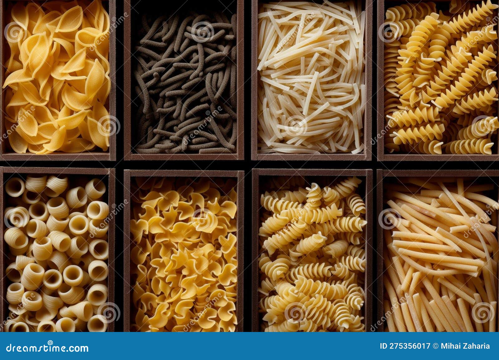 Different Types of Uncooked Pasta Arranged in Boxes. Conceptual ...