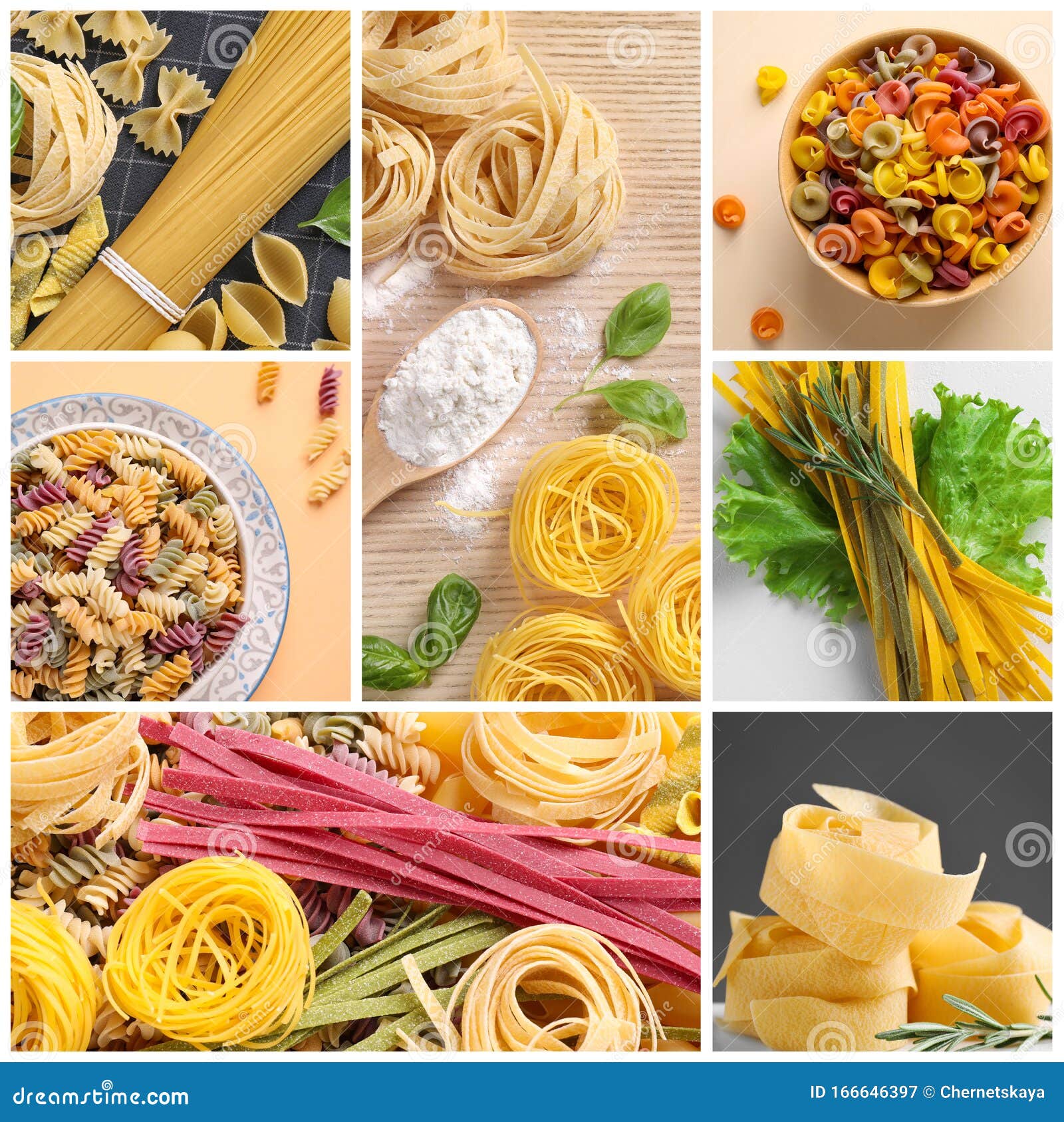 Different Types of Uncooked Pasta Stock Image - Image of flat ...