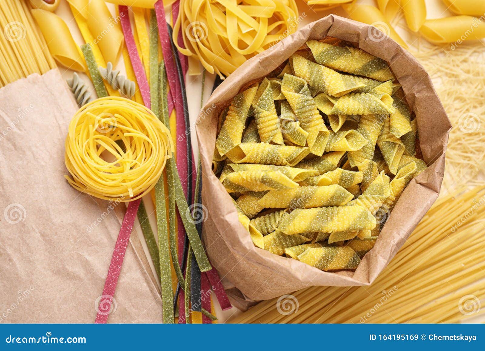 Different Types of Uncooked Pasta , Top View Stock Image - Image of ...