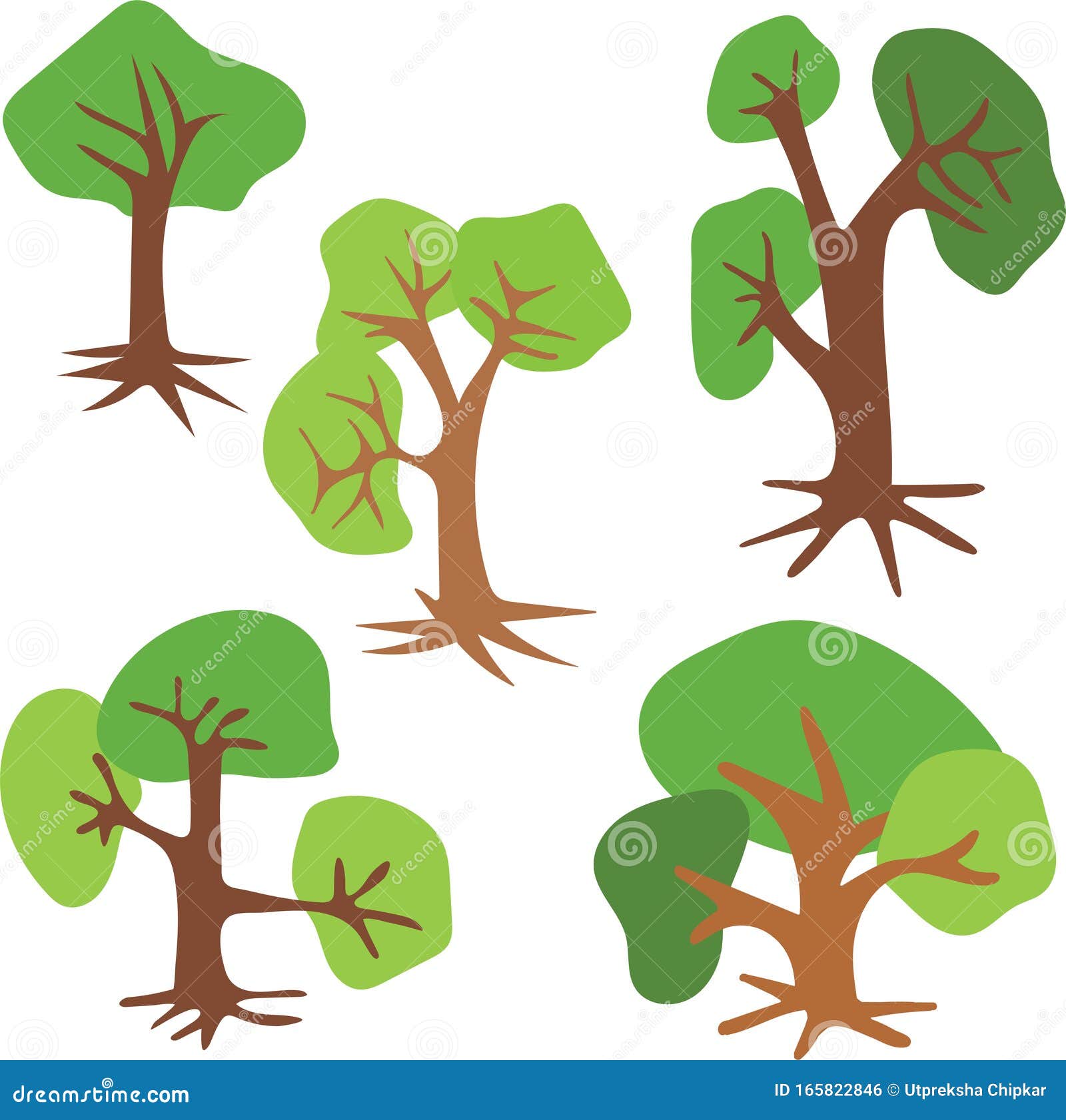 Five simple vector trees stock vector. Illustration of chestnut - 165822846