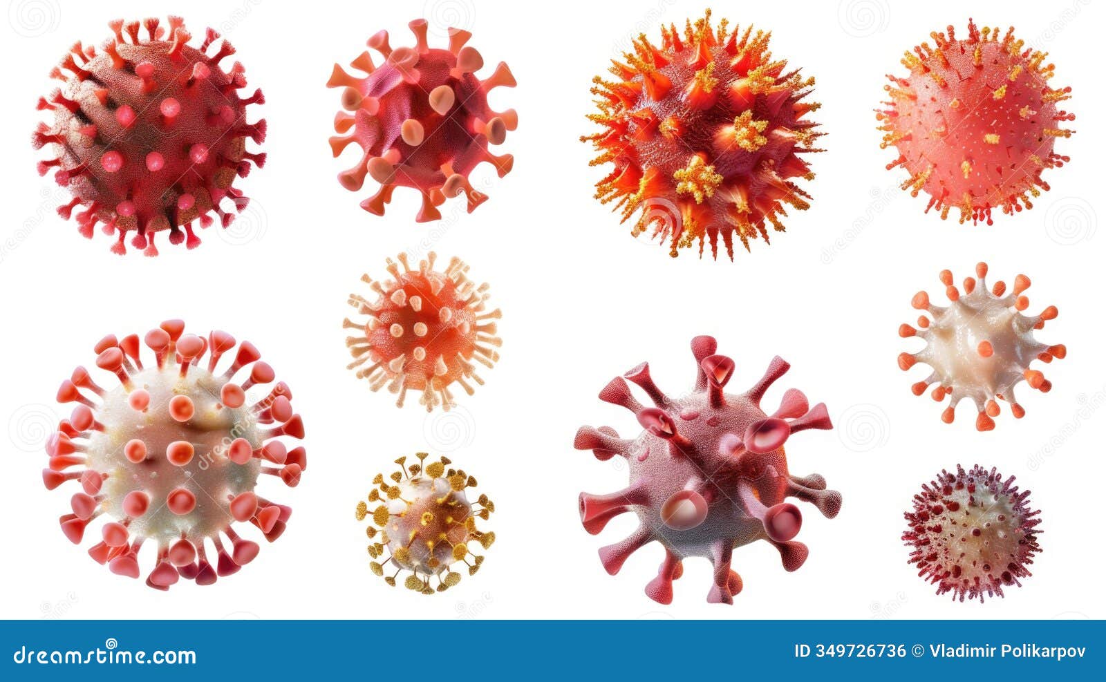 Different Types of Viruses on a White Background, Suitable for Medical ...