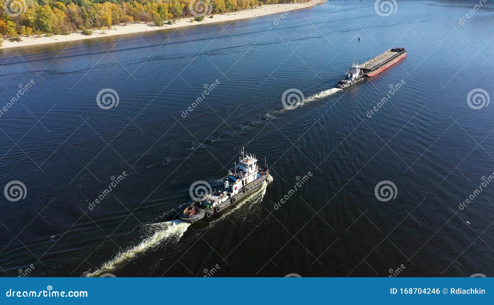 Different Types of Water Transport Float Down the River. Stock Footage ...