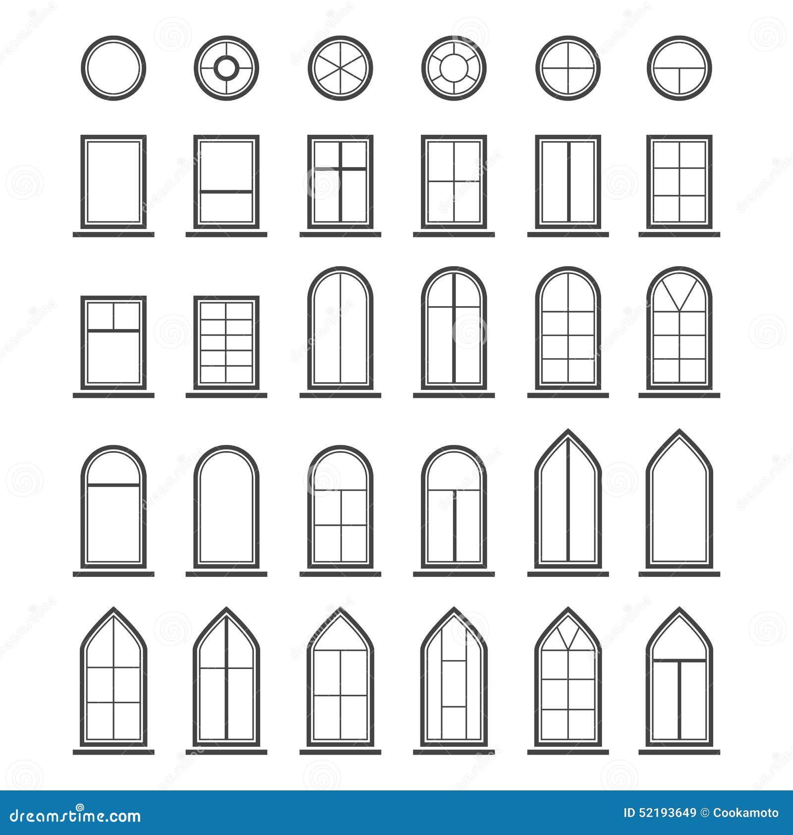 Different Types Of Windows. Eps10 Stock Vector - Image: 52193649 Different Types Of Windows. Eps10 Stock Vector - Image: 52193649