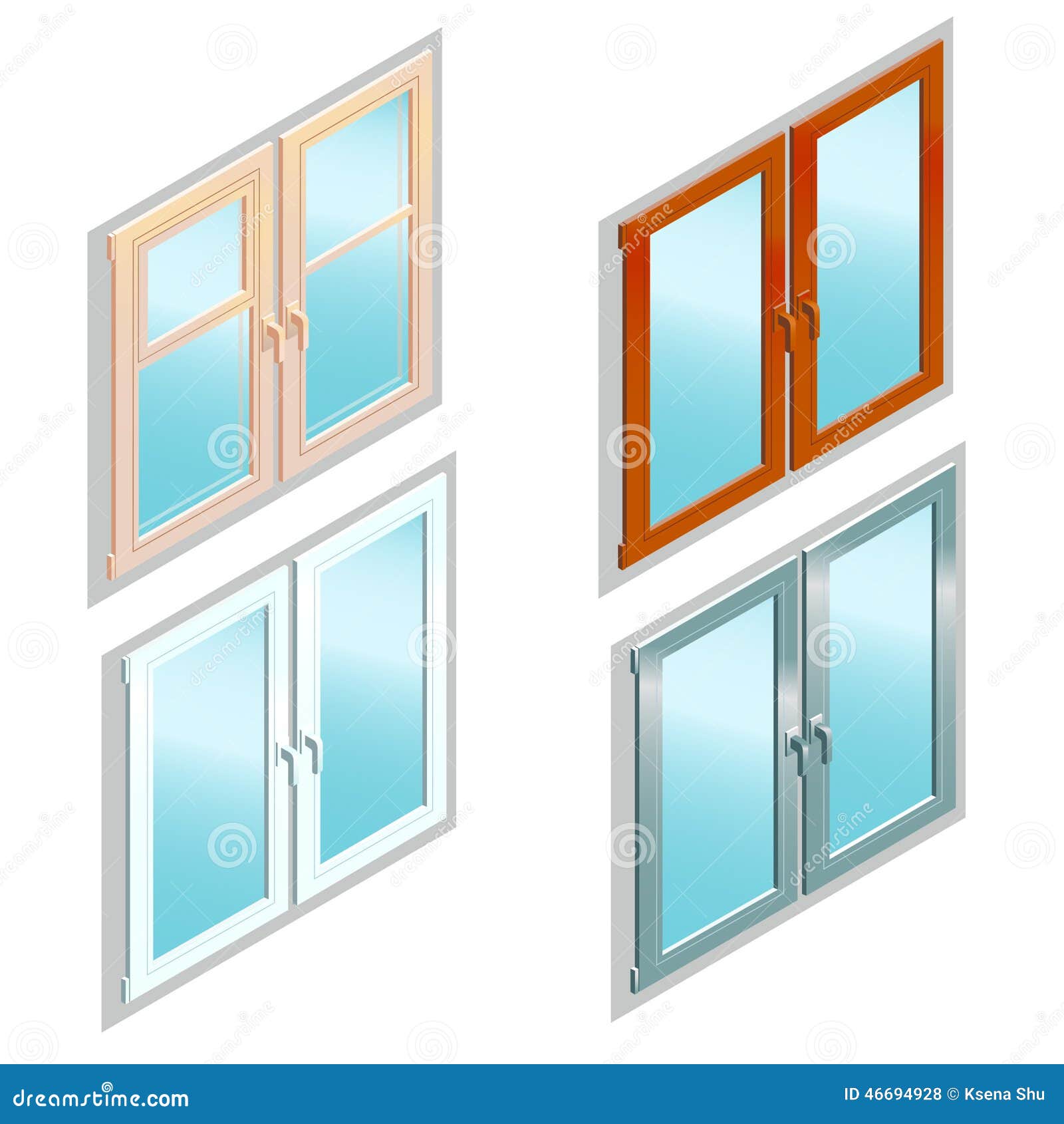 Different Types of Windows in Isometric View Stock Vector ...