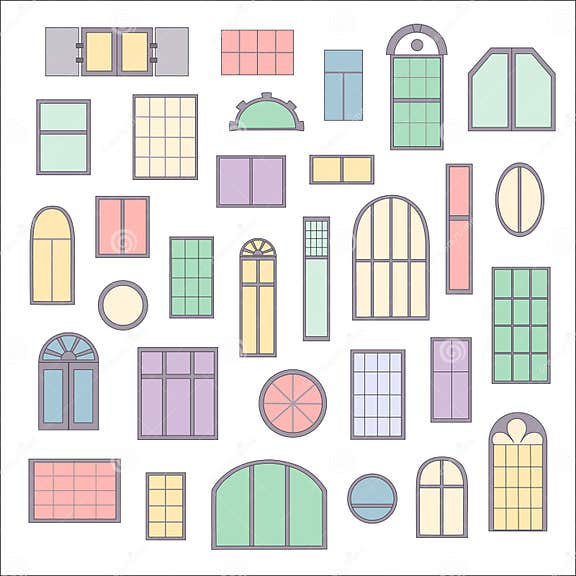 Different types of windows stock vector. Illustration of symbol - 91241999