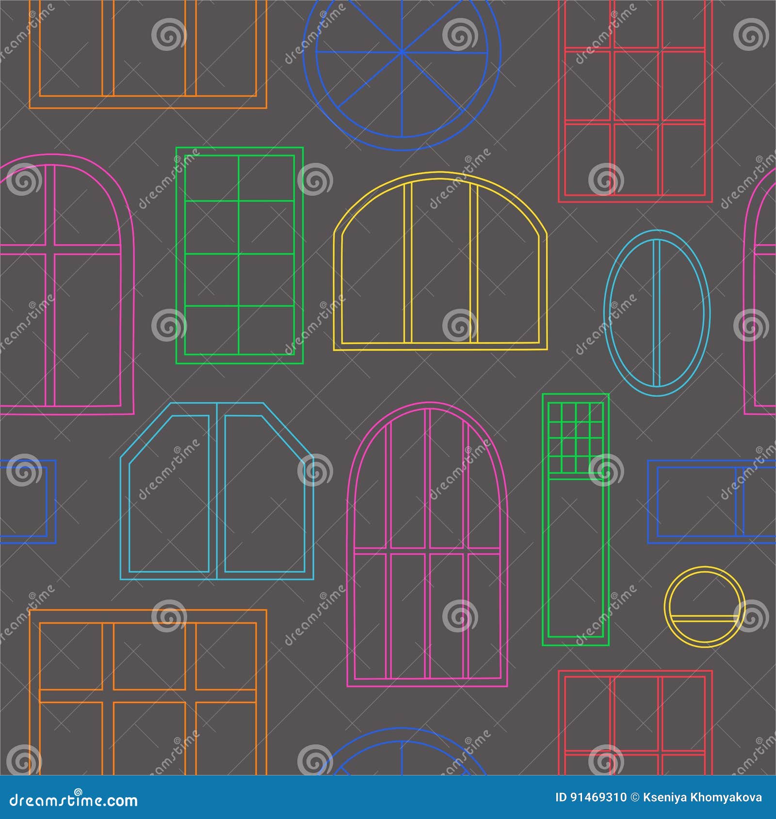 Different types of windows stock illustration. Illustration of outline ...