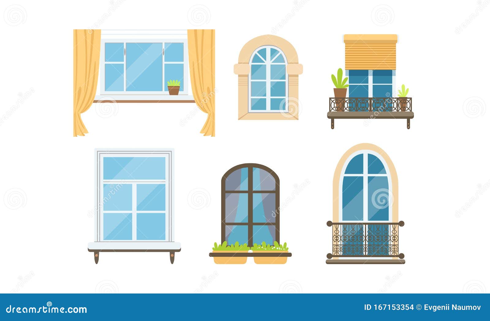 Different Types of Windows Vector Set. Glass Exterior Element ... Different Types of Windows Vector Set. Glass Exterior Element ...