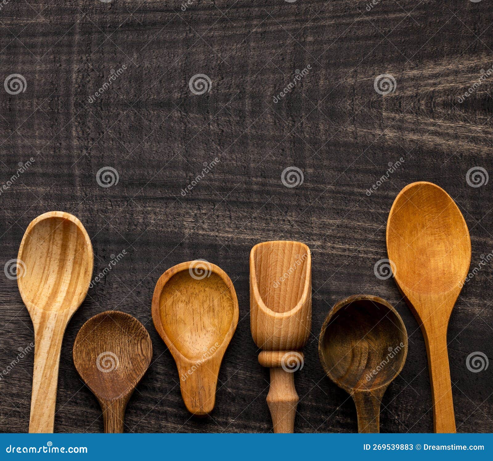 Different Types of Wooden Spoon, Kitchen Utensil on White Background ...