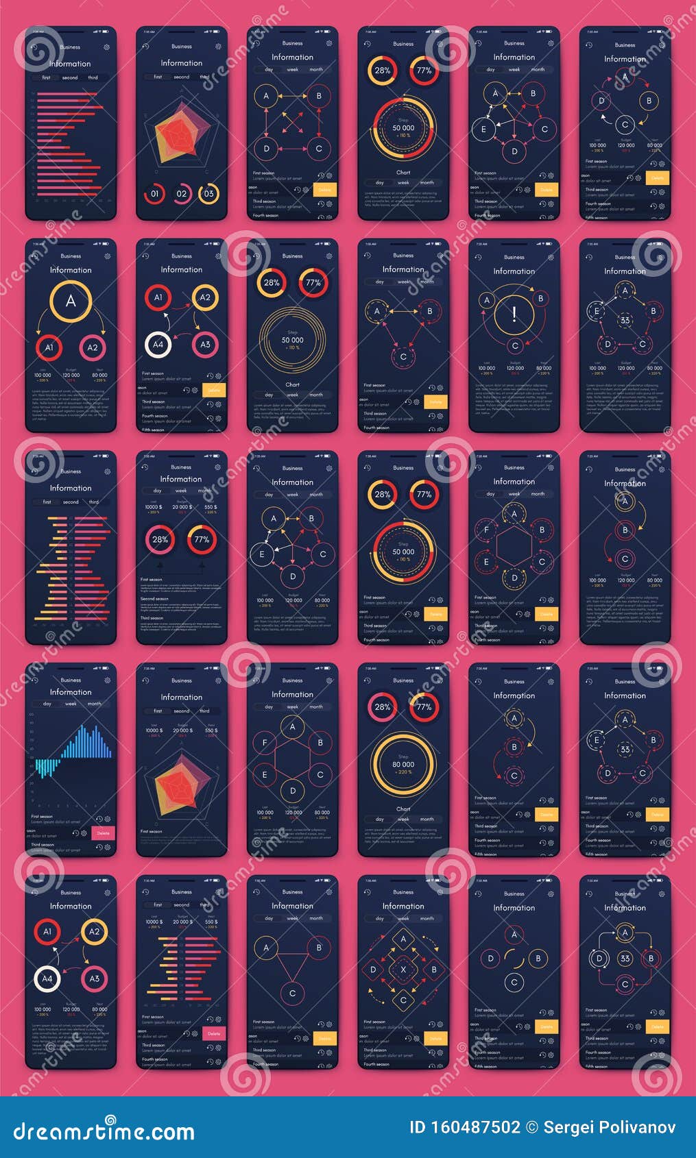 Different UI, UX, GUI Screens and Flat Web Icons for Mobile Apps Stock ...