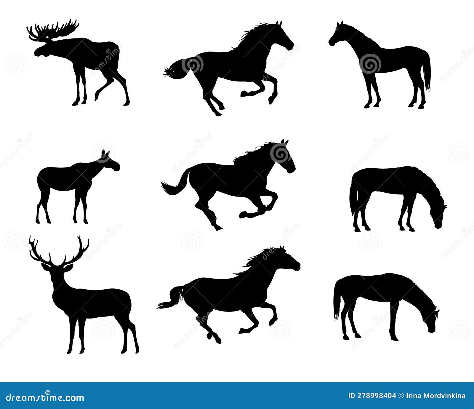 Different Ungulates Set. Picture Silhouette Black Isolated On White ...
