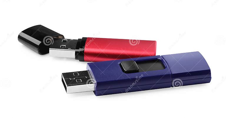 Different Usb Flash Drives on White Background Stock Photo - Image of ...