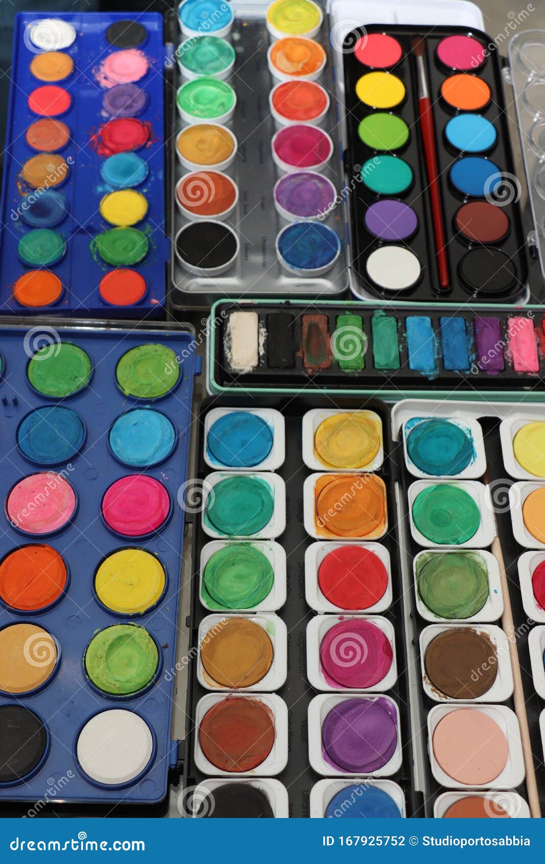 Watercolors in boxes stock photo. Image of artwork, watercolor - 167925752