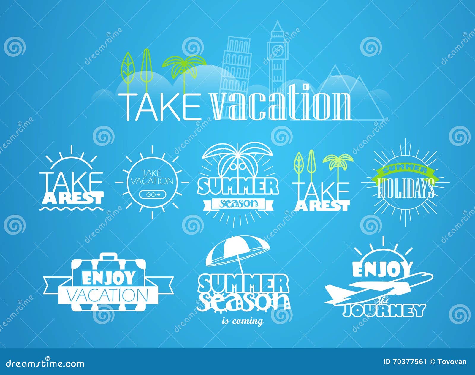 Different Vacation and Trip Labels Stock Vector - Illustration of ...