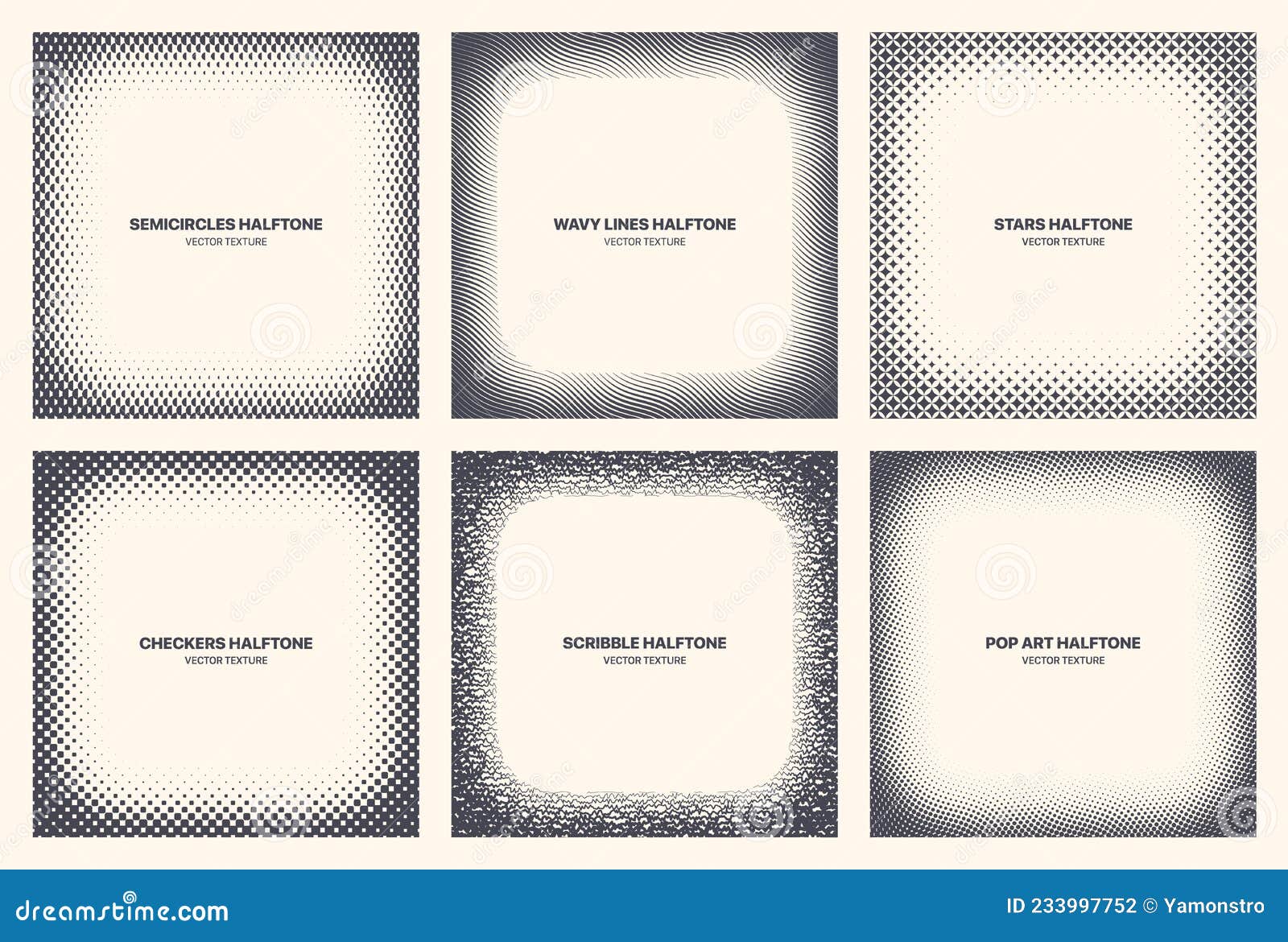 Different Variations Modern Halftone Pattern Vector Frames Set Isolated ...
