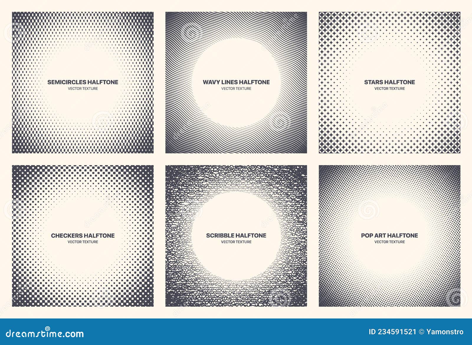 Different Variations Modern Halftone Pattern Vector Frames Set Isolated ...