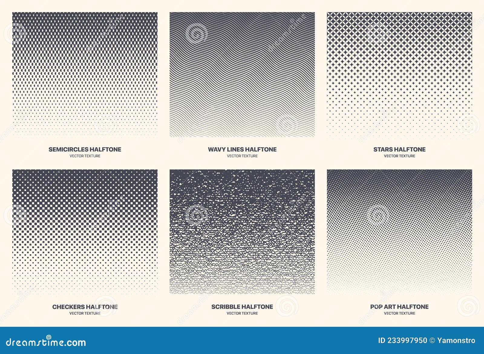 Different Variations New Halftone Gradient Vector Patterns Set Isolated ...