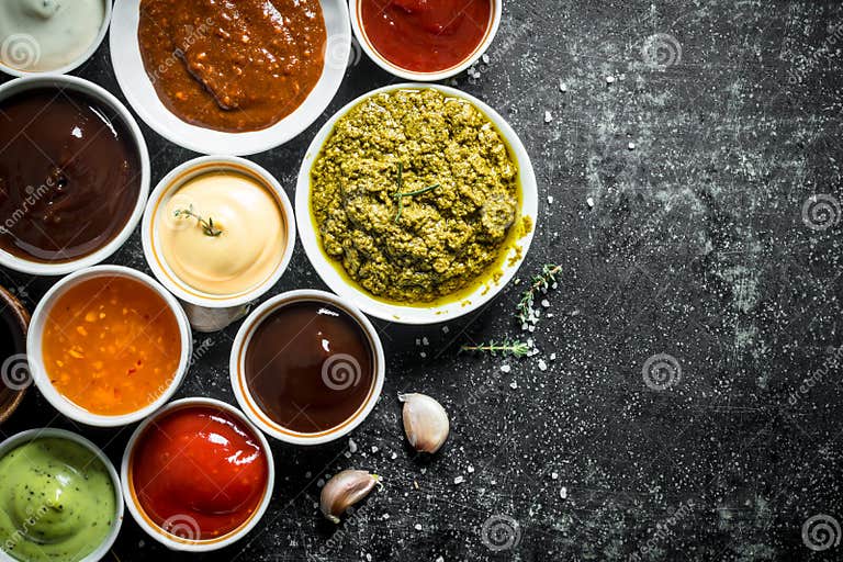 Different Variations of Sauces Stock Image - Image of ketchup, food ...