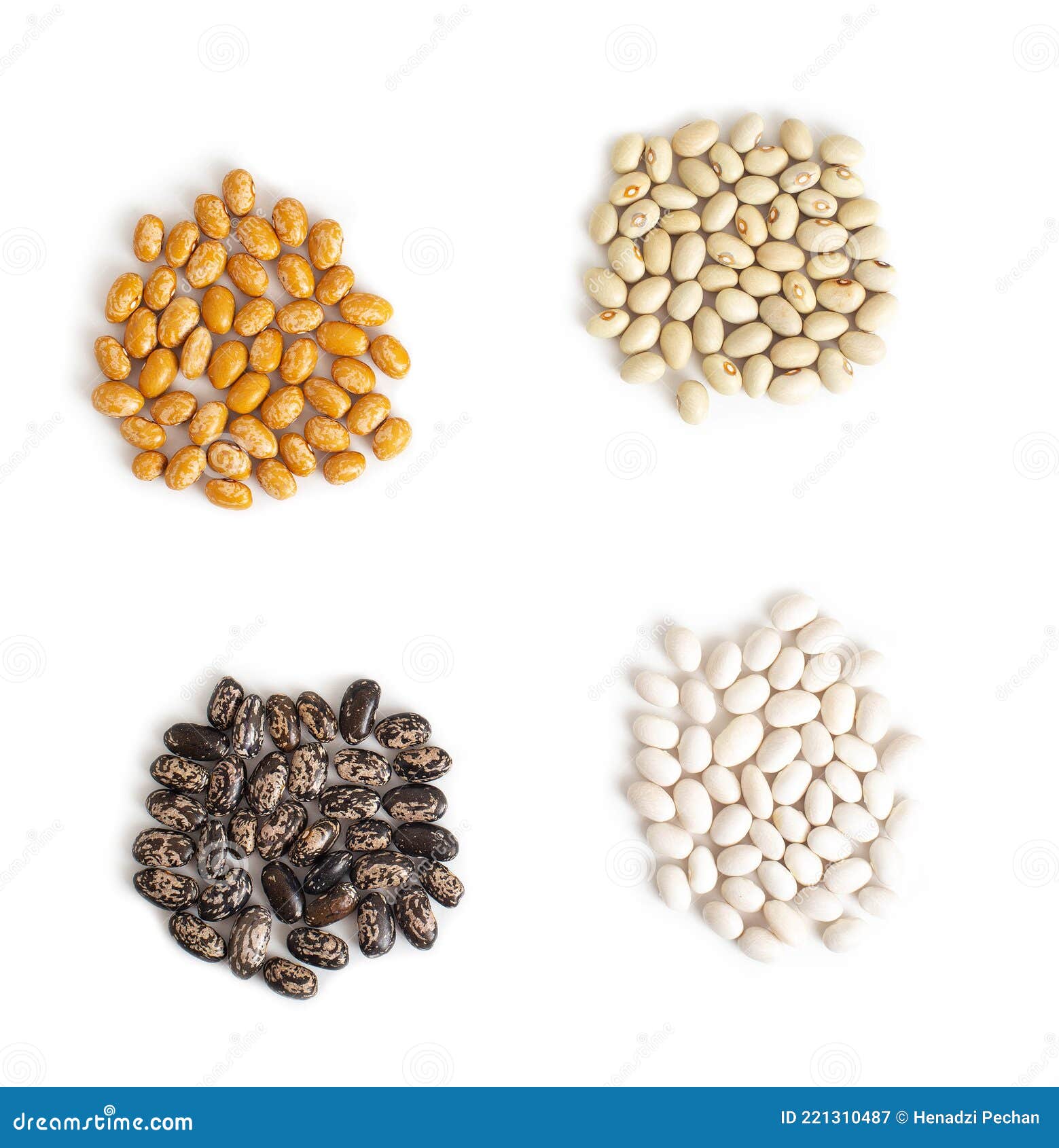Different Varieties of Beans and Colors on a White Background. Black ...