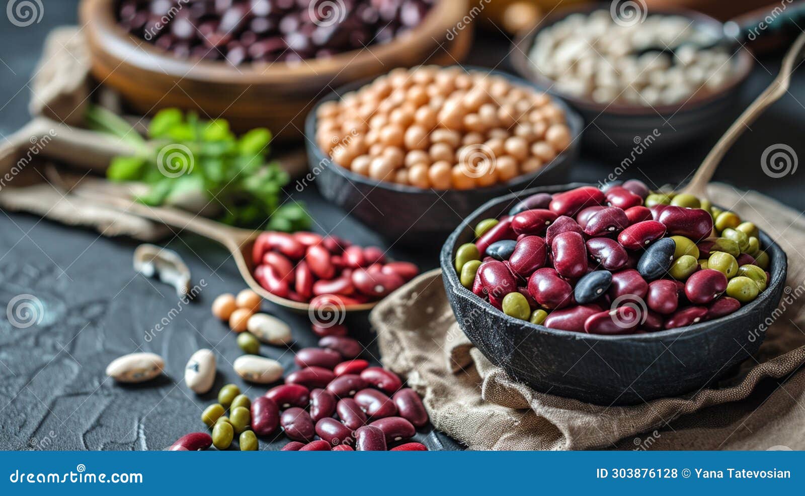 Different Varieties of Beans and Legumes. Selective Focus Stock Photo ...