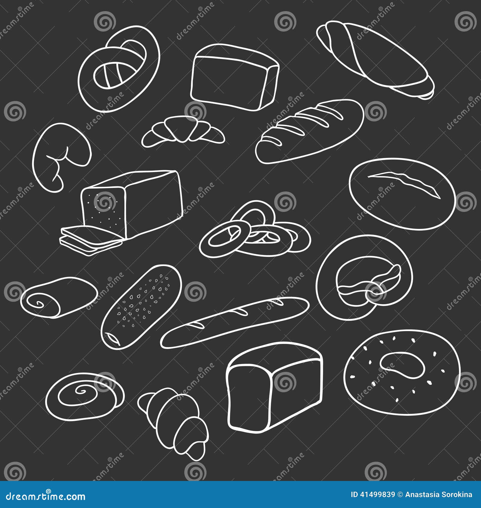 Different Varieties of Bread Stock Illustration - Illustration of ...