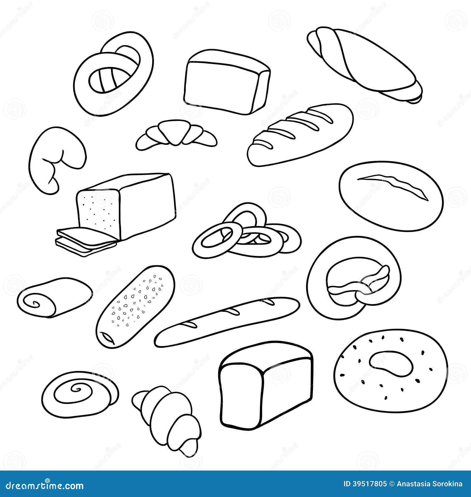 Different Varieties of Bread Stock Vector - Illustration of harvest ...