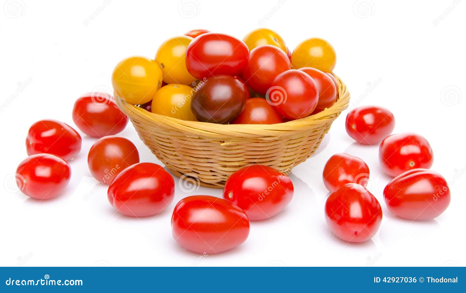Different Varieties of Cherry Tomatoes in a Basket Stock Photo - Image ...
