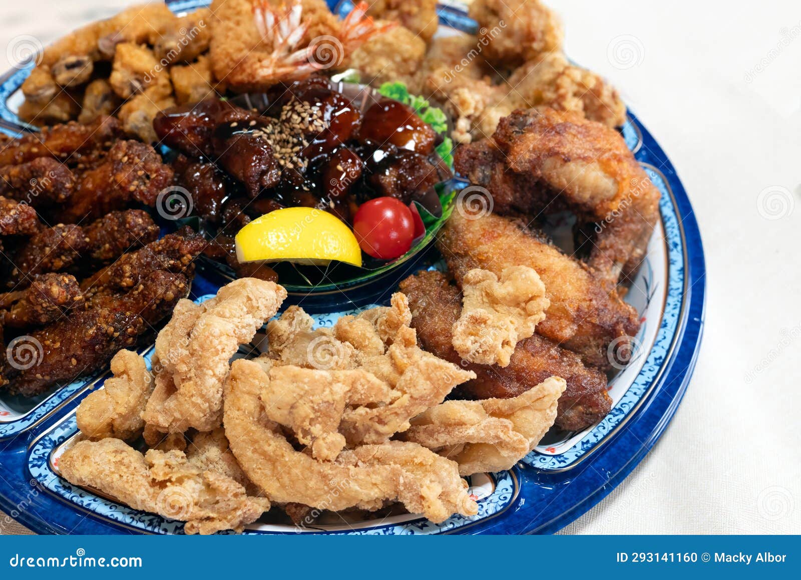 Different Varieties of Fried Chicken on a Platter. Stock Photo - Image ...