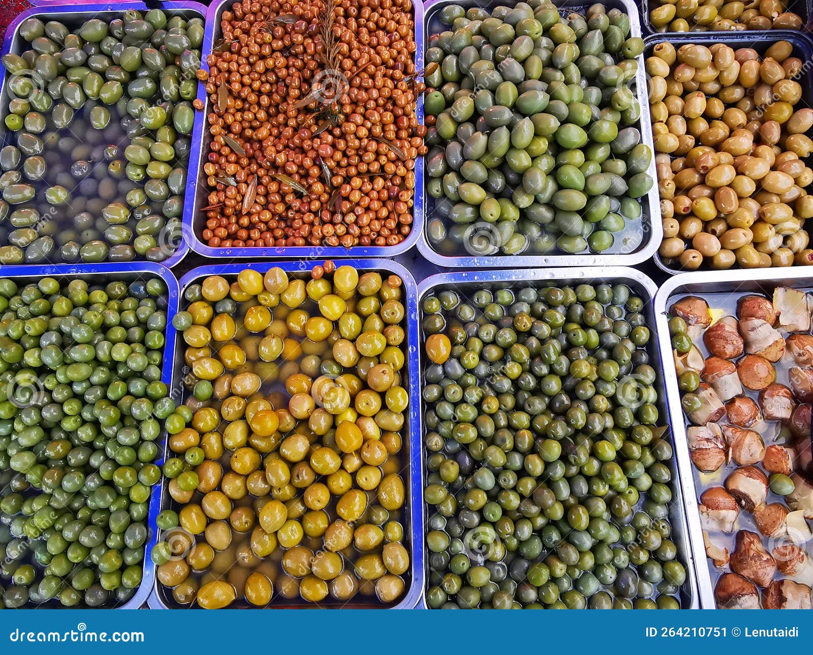 Different Varieties of Olives in Casseroles Stock Image - Image of ...