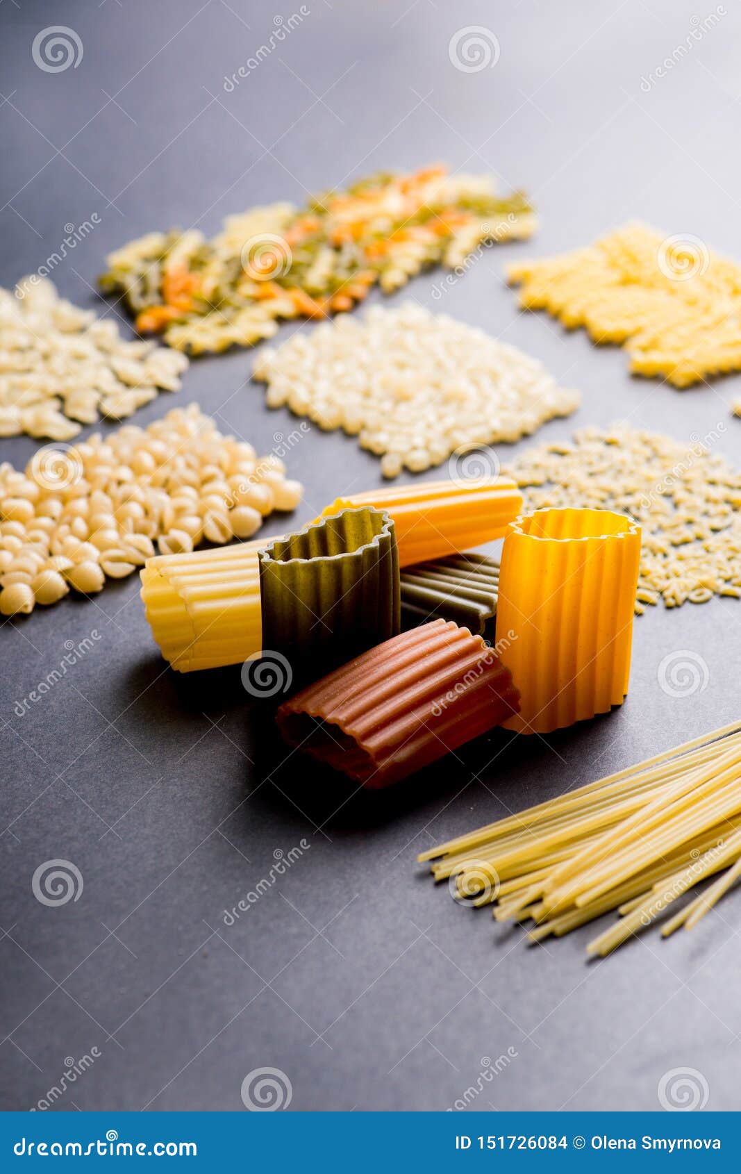 Different Varieties of Pasta Stock Photo - Image of noodles, black ...