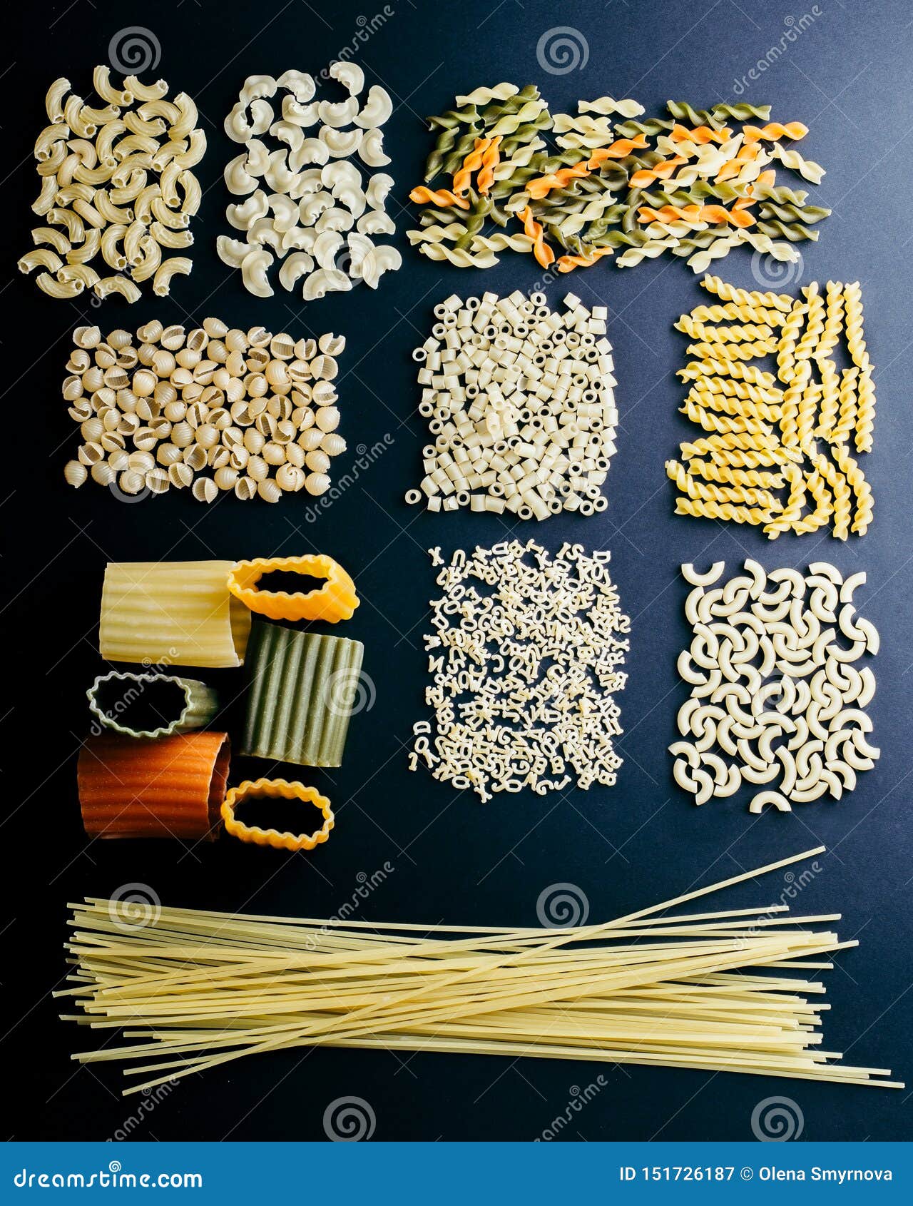 Different Varieties of Pasta Stock Image - Image of italian, color ...