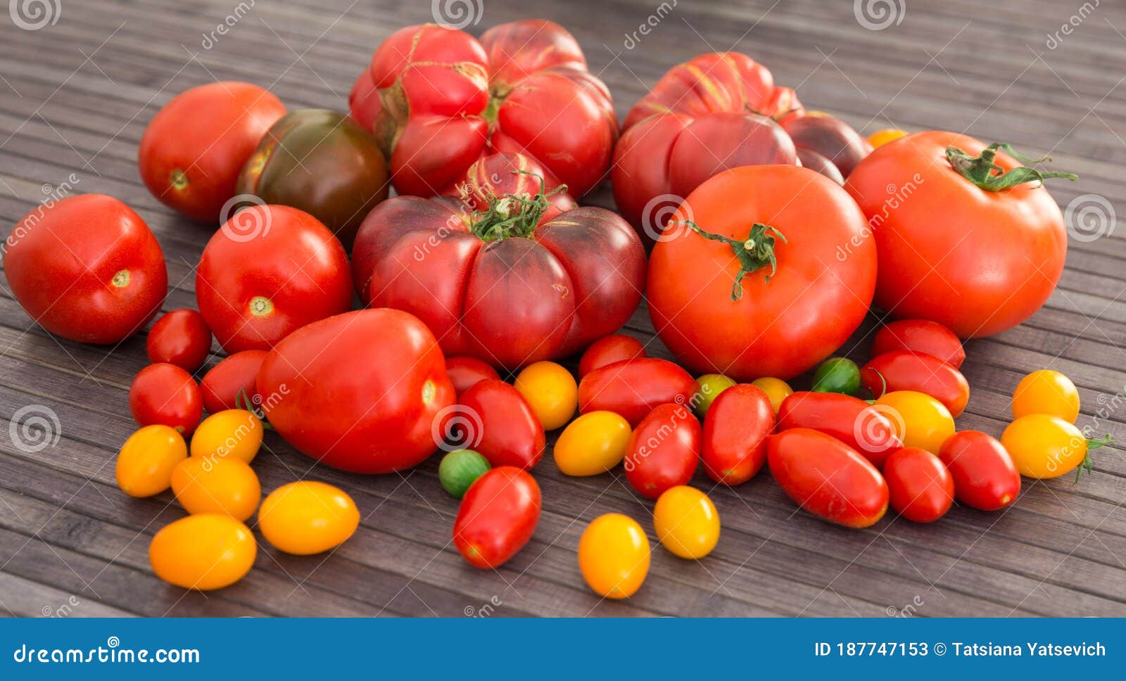 Different Varieties of Ripe Red and Yellow Appetizing Tomatoes Stock ...