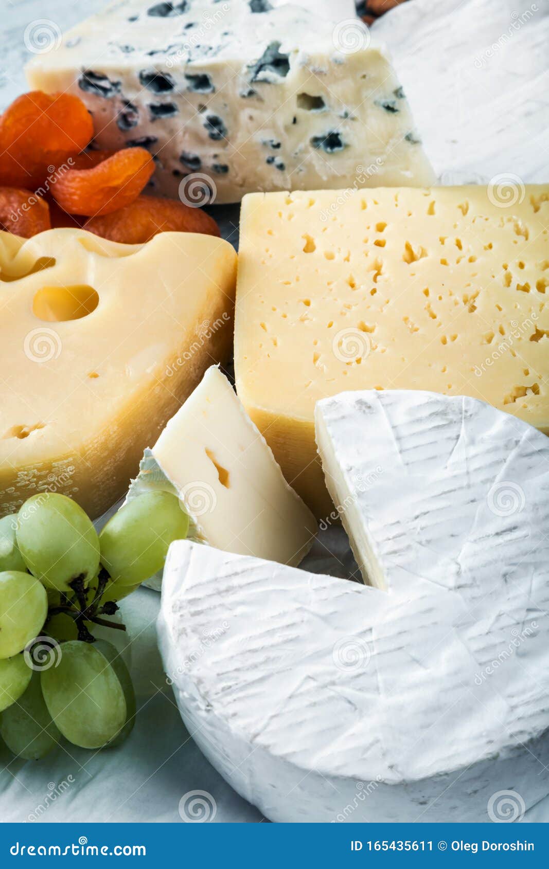 Different Varieties and Types of Cheese with Fruit, Nuts Stock Image ...